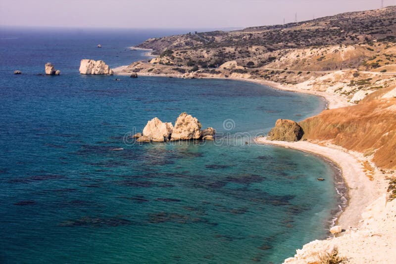 Mythical Rock of Aphrodite, Cyprus Stock Photo - Image of landmark ...
