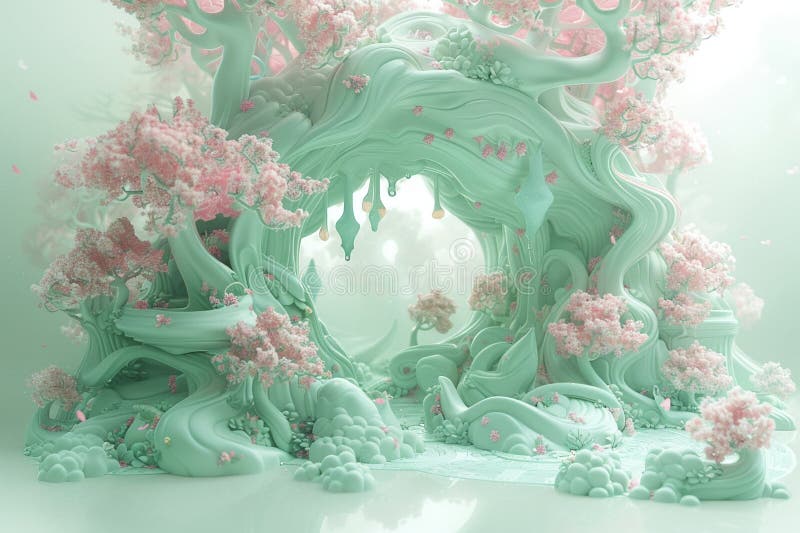 A Mythical Scene Bathed in Twisted, Ethereal Light Emerges from the ...