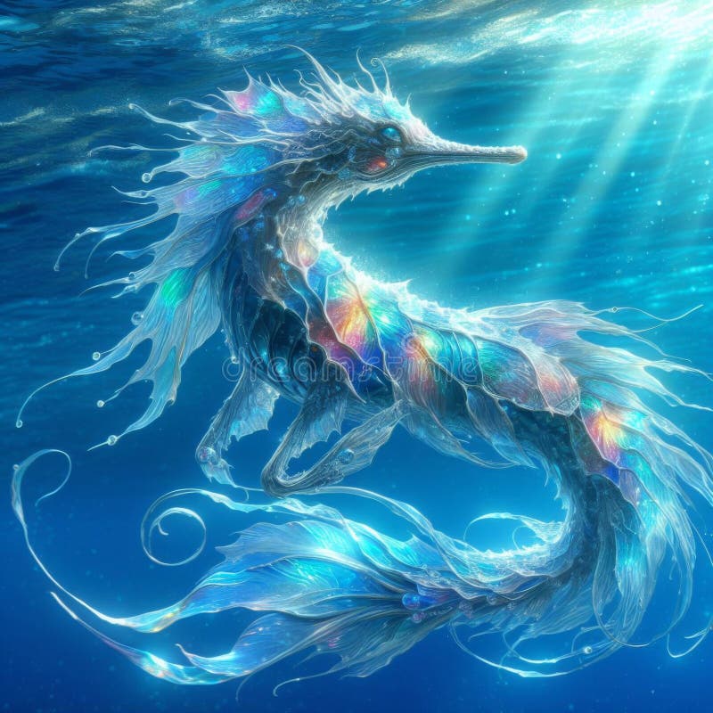 Mythical Sea Monster in the Depths of the Sea Stock Illustration ...