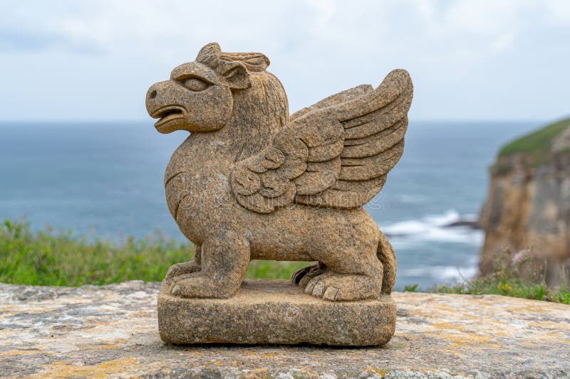 Mythical Stone Creature Overlooking the Ocean Stock Illustration ...