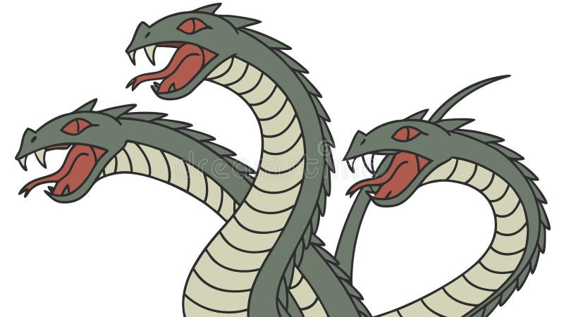Mythical Three Headed Hydra Dragon Stock Illustrations – 16 Mythical ...