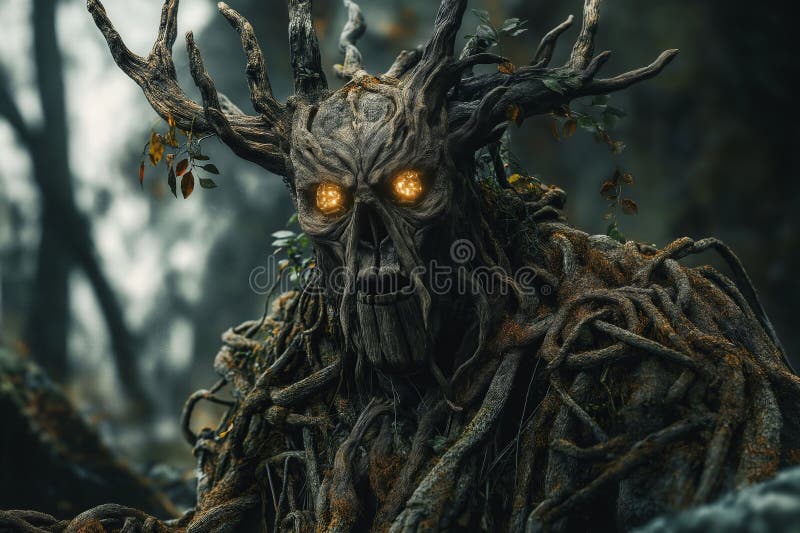 Mythical Tree Creature in Forest Stock Illustration - Illustration of ...