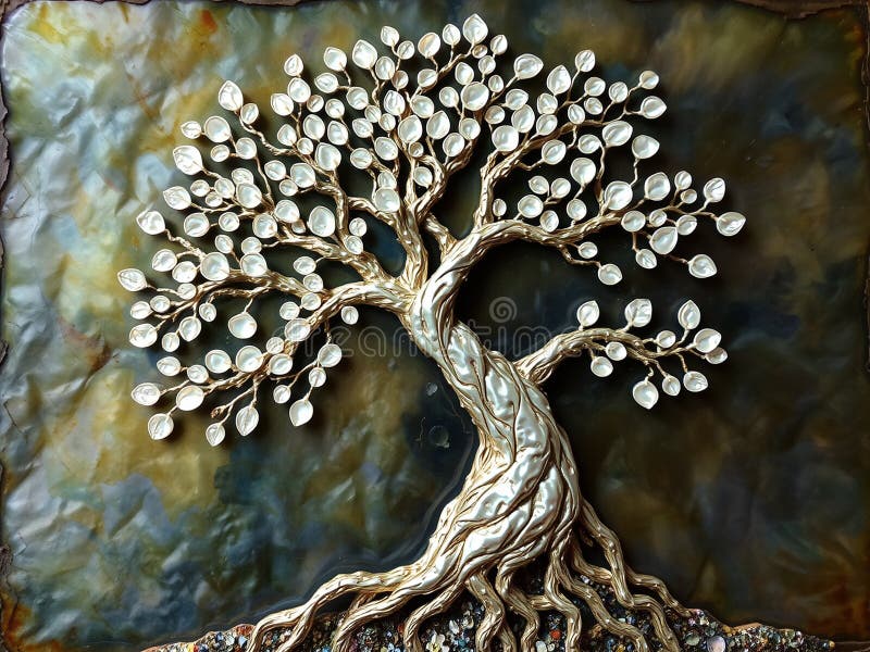 The Mythical Tree-of-life, Scene Made of Mother-of-Pearl - Generated by ...