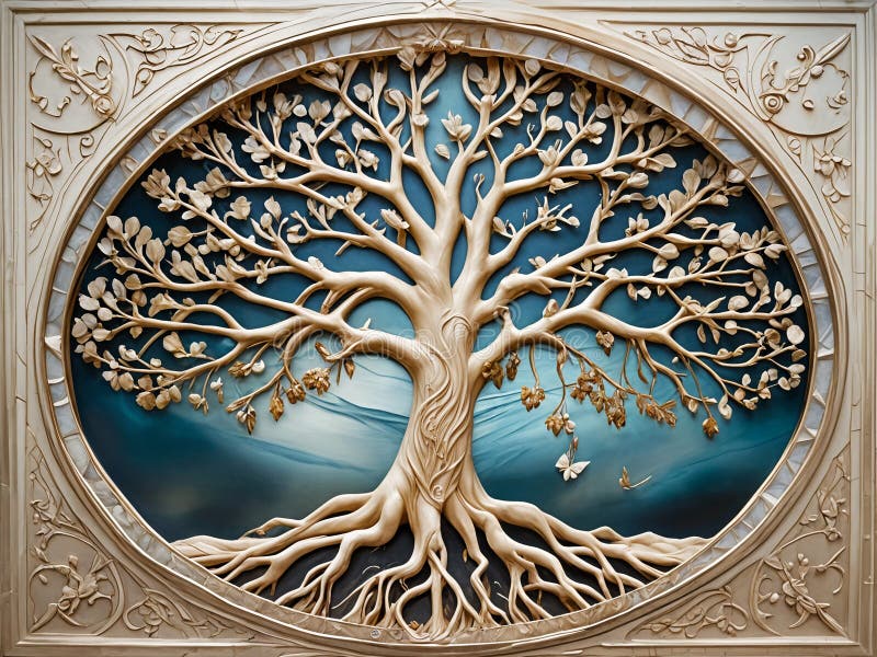 The Mythical Tree-of-life, Scene Made of Mother-of-Pearl - Generated by ...