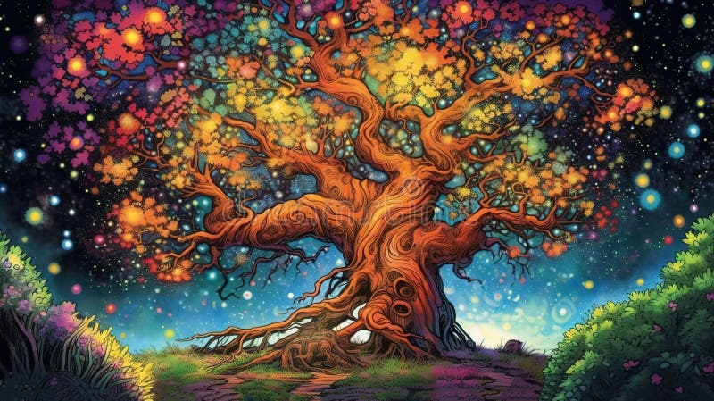 A Mythical Tree with Magical Powers. Fantasy Concept , Illustration ...