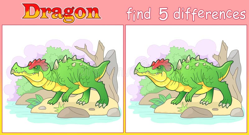 Ancient Dragon, Find Five Differences Stock Illustration - Illustration ...