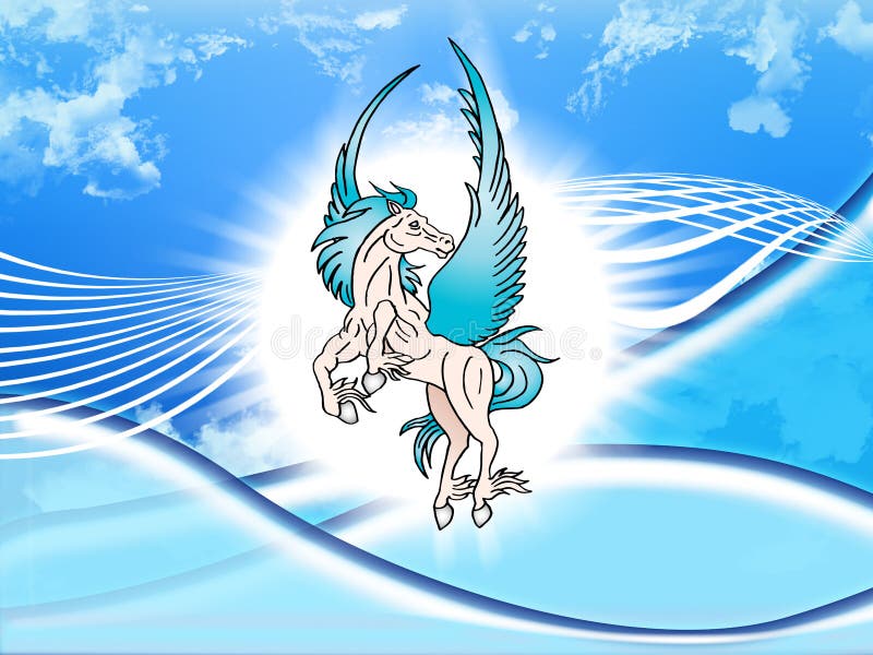 The Mythological Blue Pegasus Stock Illustration - Illustration of myth ...
