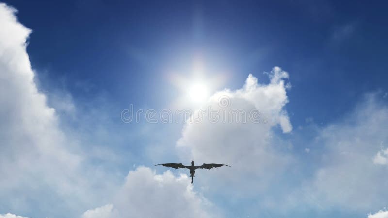 Mythological Dragon Flying Under the Sun Footage Stock Video - Video of ...