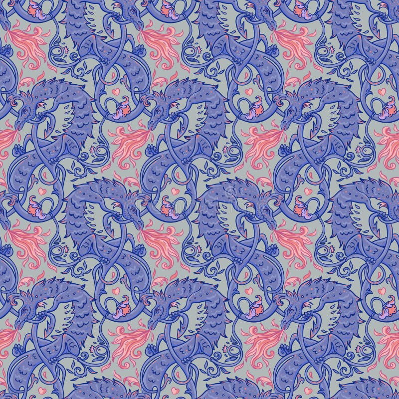 Mythological Magic Beast Basilisk, Legendary Bizarre Creature. Seamless ...