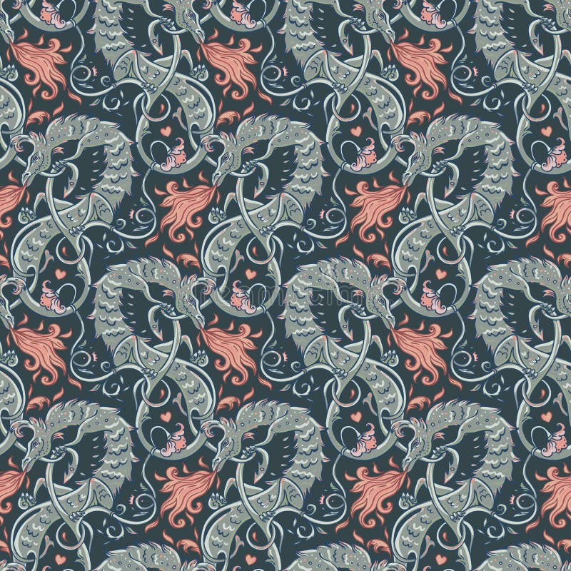 Mythological Magic Beast Basilisk, Legendary Bizarre Creature. Seamless ...