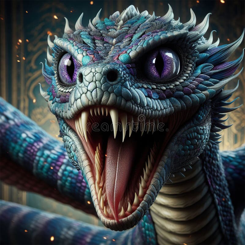 Mythological Snake Basilisk Coming Toward Camera with Mouth Open Stock ...