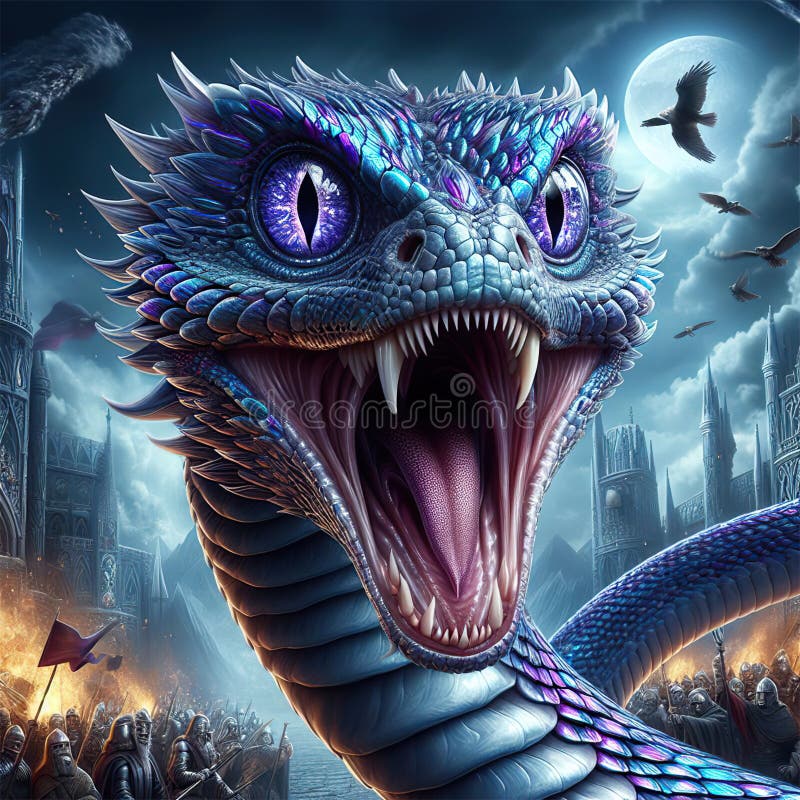 Mythological Snake Basilisk Coming Toward Camera with Mouth Open Stock ...