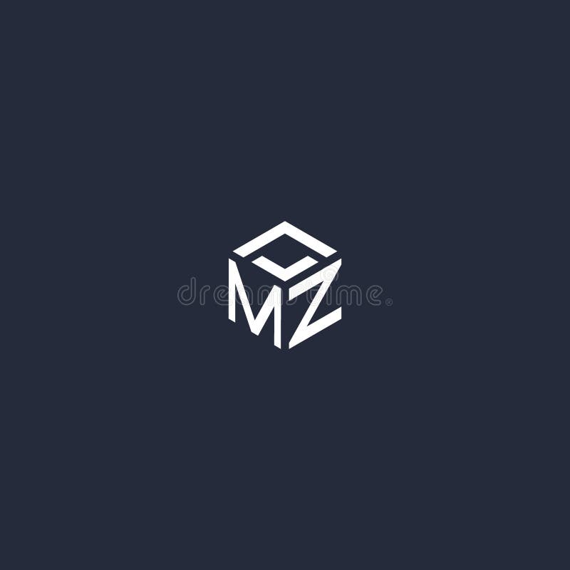 MZ Initial Hexagon Logo Design Stock Illustration - Illustration of ...