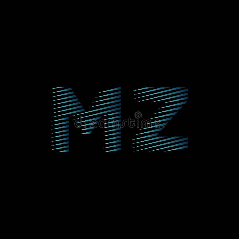 MZ Monogram Lines Style Blue Light Vector Stock Vector - Illustration ...