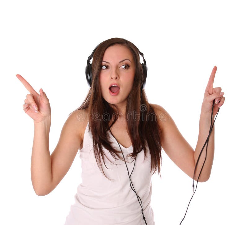 Música Que Escucha Del Adolescente En Los Auriculares Imagen De Archivo