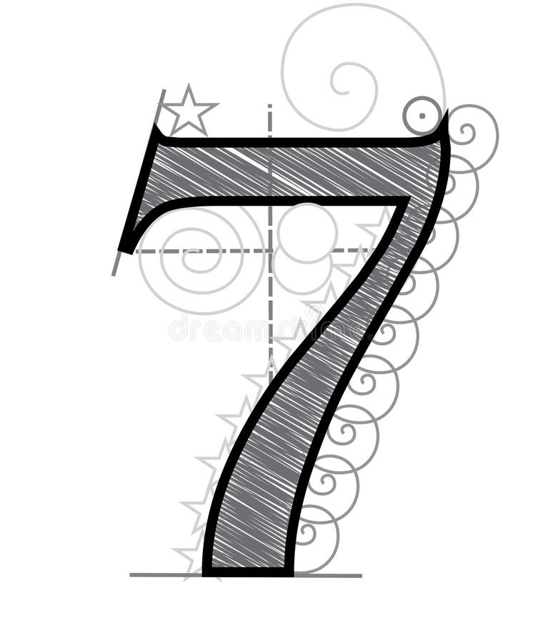 Número 7 ilustración del vector. Ilustración de carta - 8035012