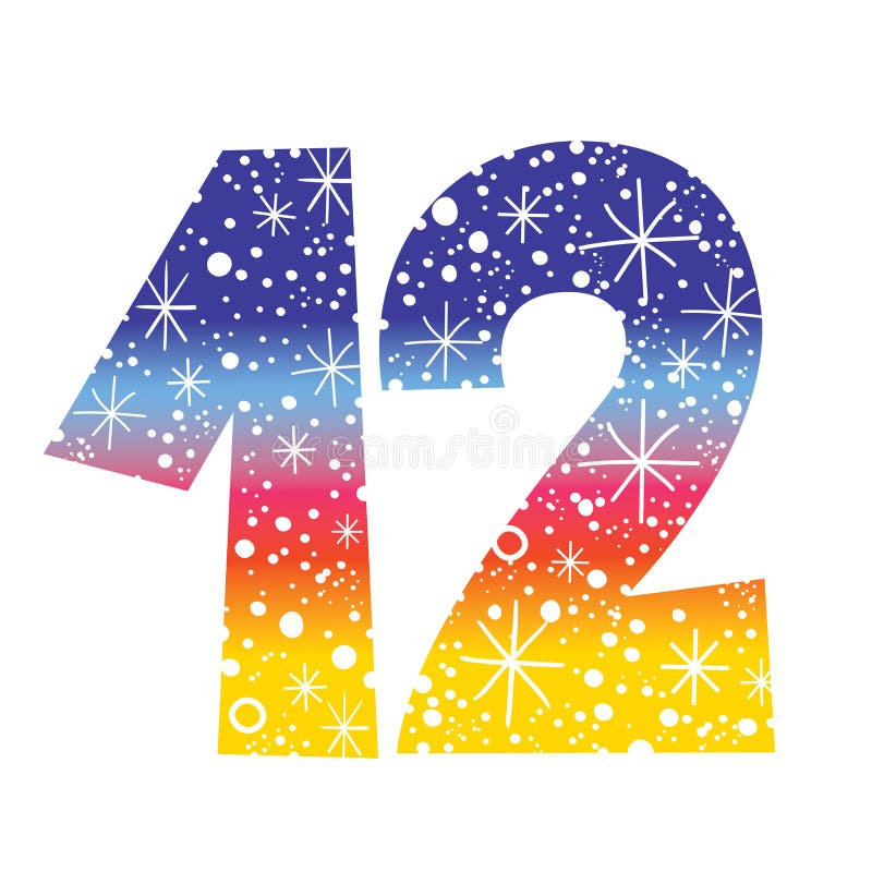 Número doce ilustración del vector. Ilustración de nieve - 93002962