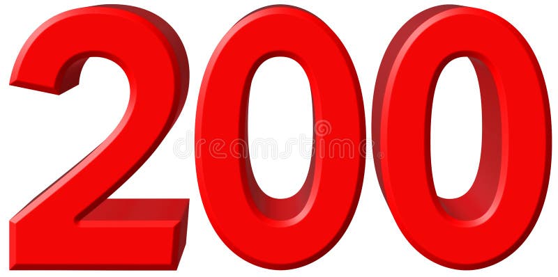 Número 200, Dosciento, Aislados En El Fondo Blanco, Rende 3d Stock de ...