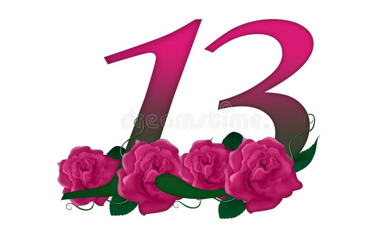 Número 13 floral ilustração stock. Ilustração de numérico - 79141388