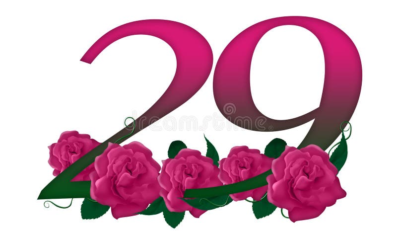 Número 29 floral stock de ilustración. Ilustración de muchacha - 79141443