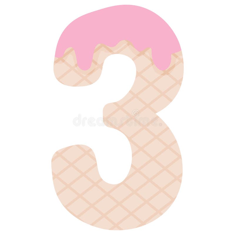Número Tres En Forma De Helado Ilustración del Vector - Ilustración de ...