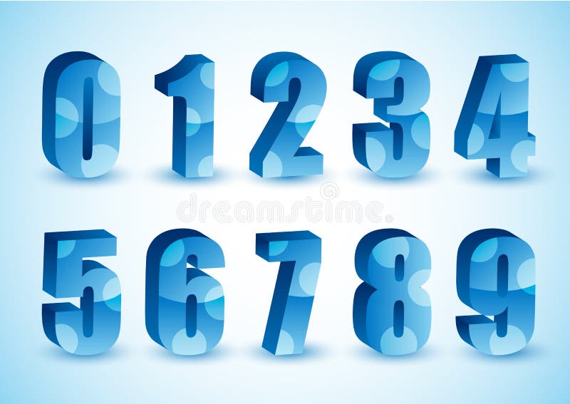 Números azules 3D ilustración del vector. Ilustración de seises - 28054911