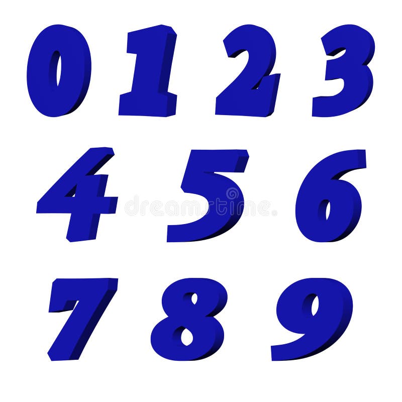 Números azules stock de ilustración. Ilustración de nueve - 50462685