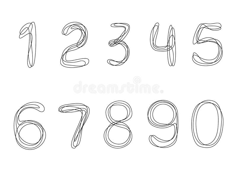 Números Continuos De Un Dibujo Lineal De 0 a 9 Ilustración del Vector ...