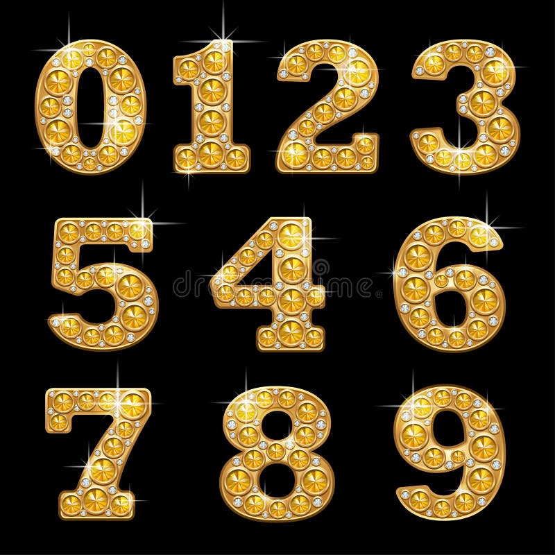 Números Brillantes Metálicos De Oro Ilustración del Vector ...