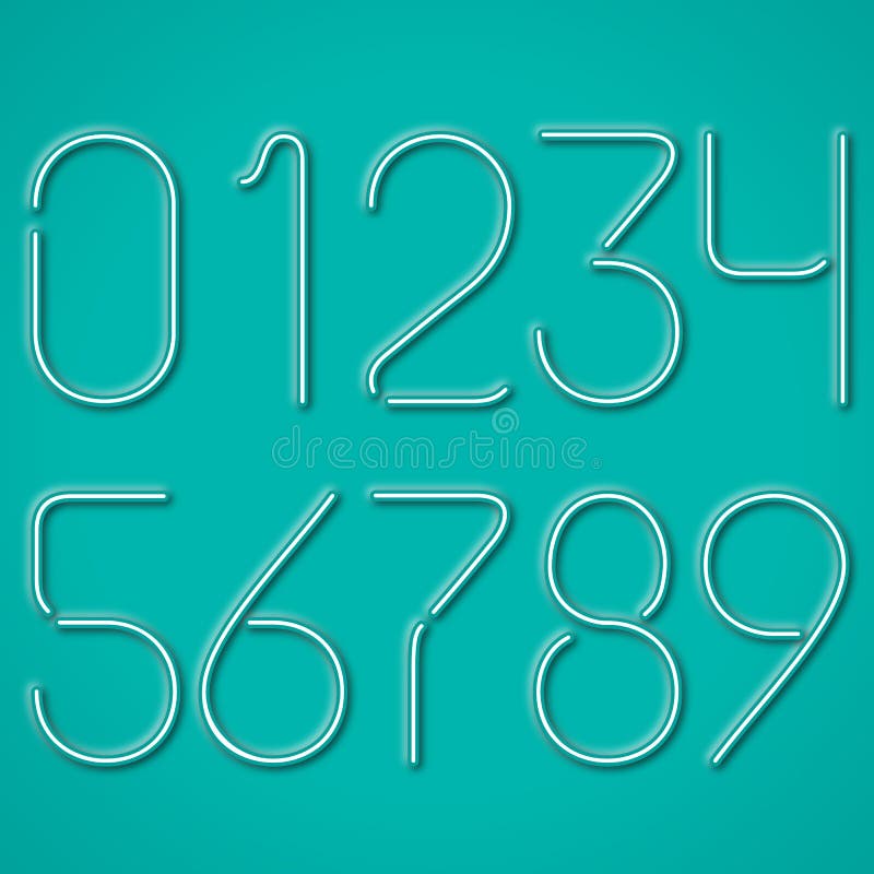 Números de neón azules ilustración del vector. Ilustración de brillante ...
