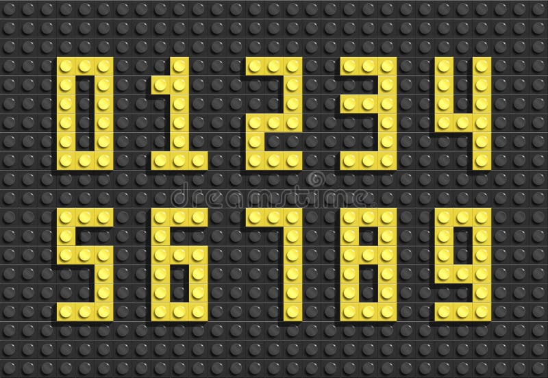 Números Del Vector De Ladrillos Plásticos Del Lego Del Edificio Números ...