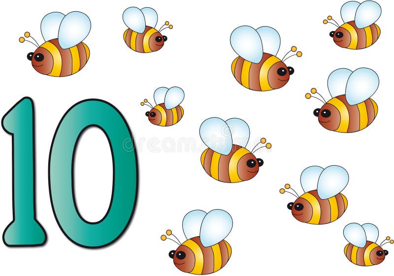 Números: dez ilustração stock. Ilustração de abelha, brincalhona - 10397872