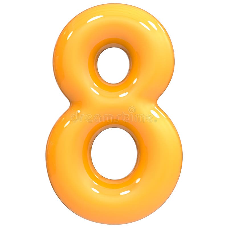 8 Números Naranja 3d Con Fondo Blanco Stock de ilustración ...
