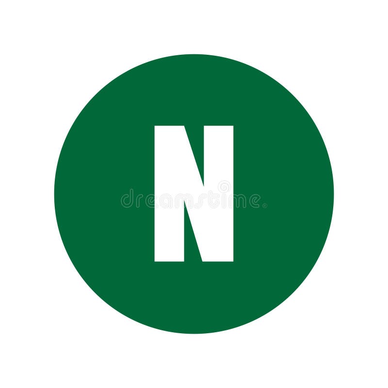 Letter N Logo Symbol in Green Circle. Stock Vector - Illustration of ...