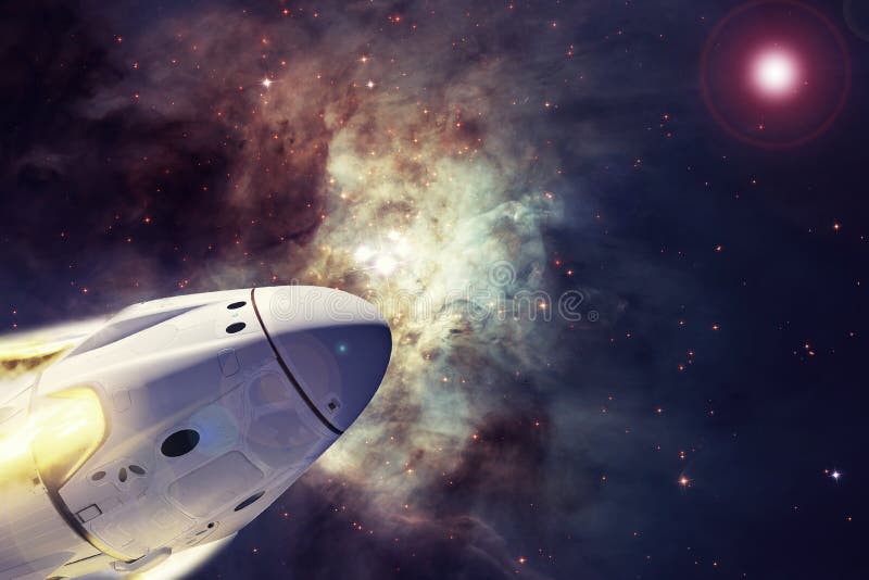 A Spaceship Capsule Coming To the Space Station. the Elements of this ...