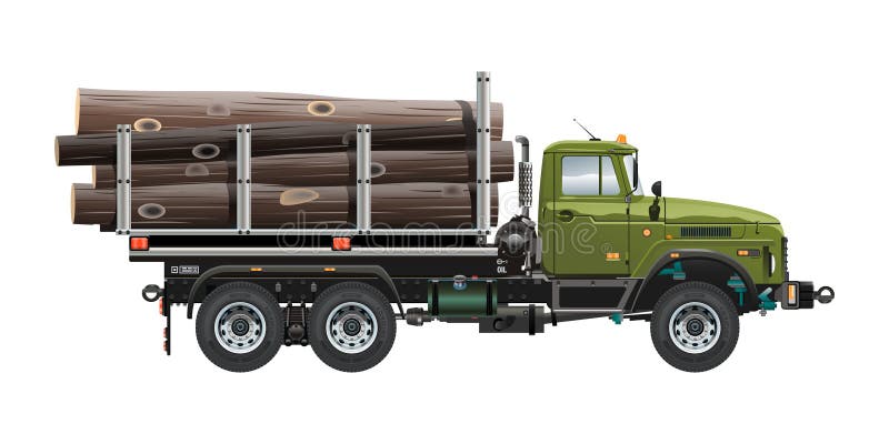 Logging Truck Loaded with Freshly Cut Logs 3D Vector Illustration Stock ...
