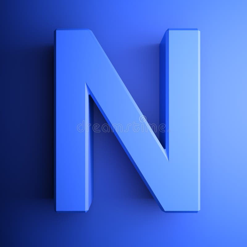 N Alphabetic Letter Blue, Isolated on Blue Background - 3D Rendering ...