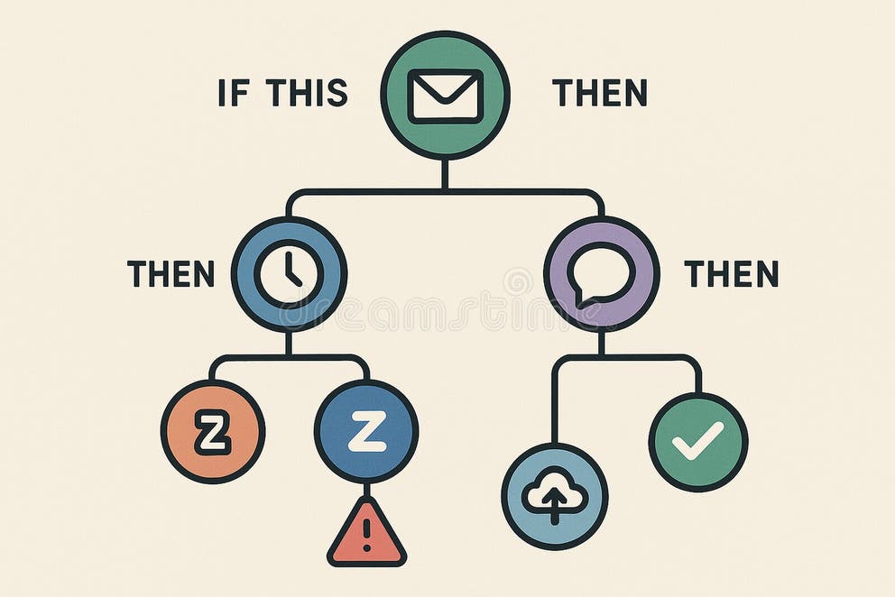 N8n : Automation Decision Tree Email Clock Message Cloud Checkmark ...