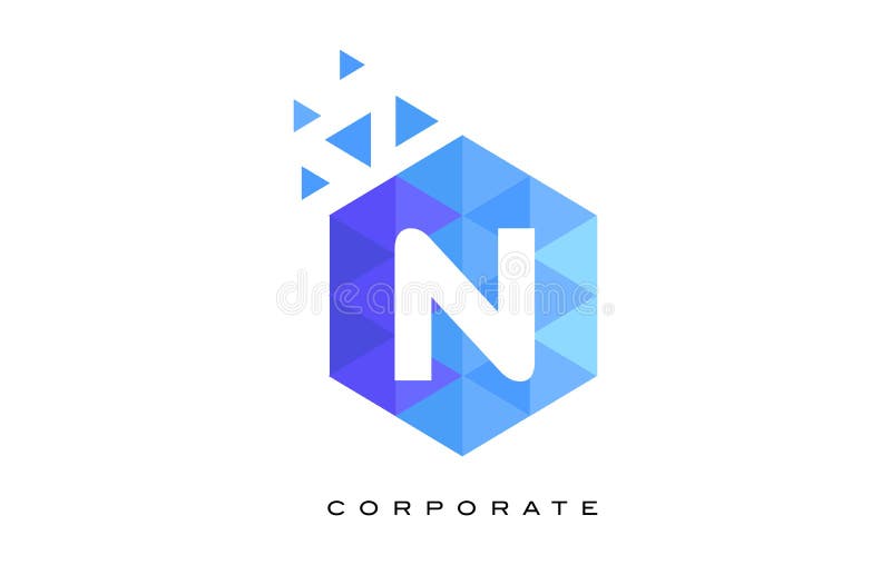N Blue Hexagonal Letter Logo Design with Mosaic Pattern. Stock Vector ...