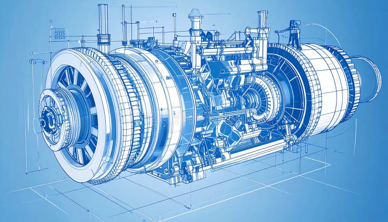 N8n : Blueprint of Detailed Mechanical Engine Design with Visible ...