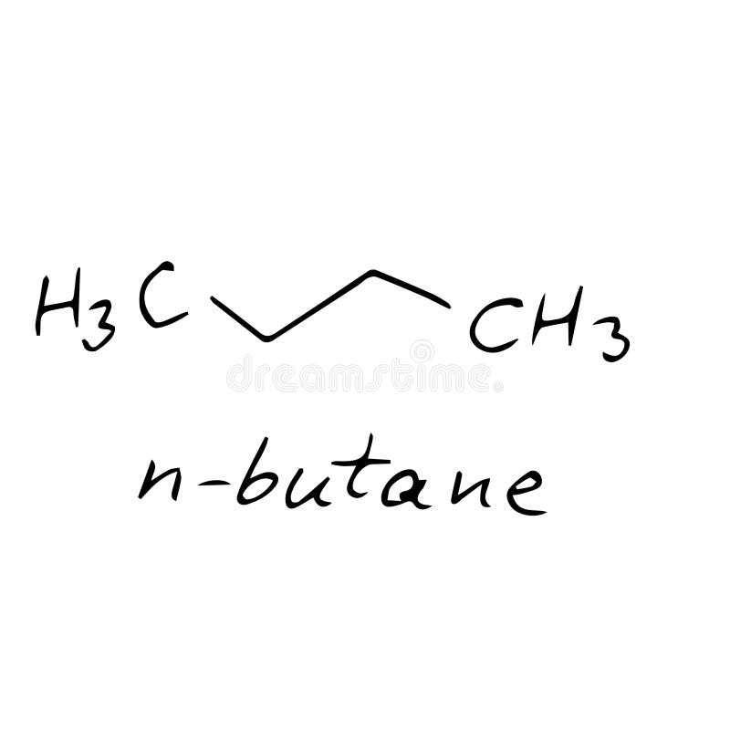 N-butane Molecule Formula. Hand Drawn Imitation of N-butane Structural ...