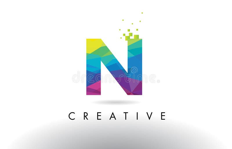 N Colorful Letter Origami Triangles Design Vector. Stock Vector ...