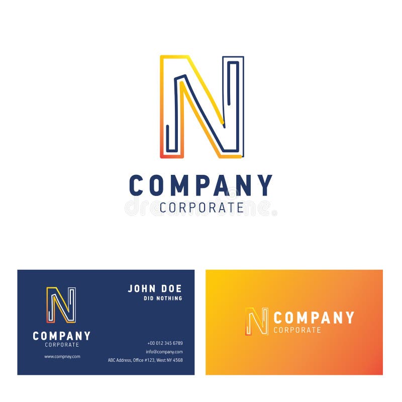 N Company Logo Design with Visiting Card Vector Stock Vector ...