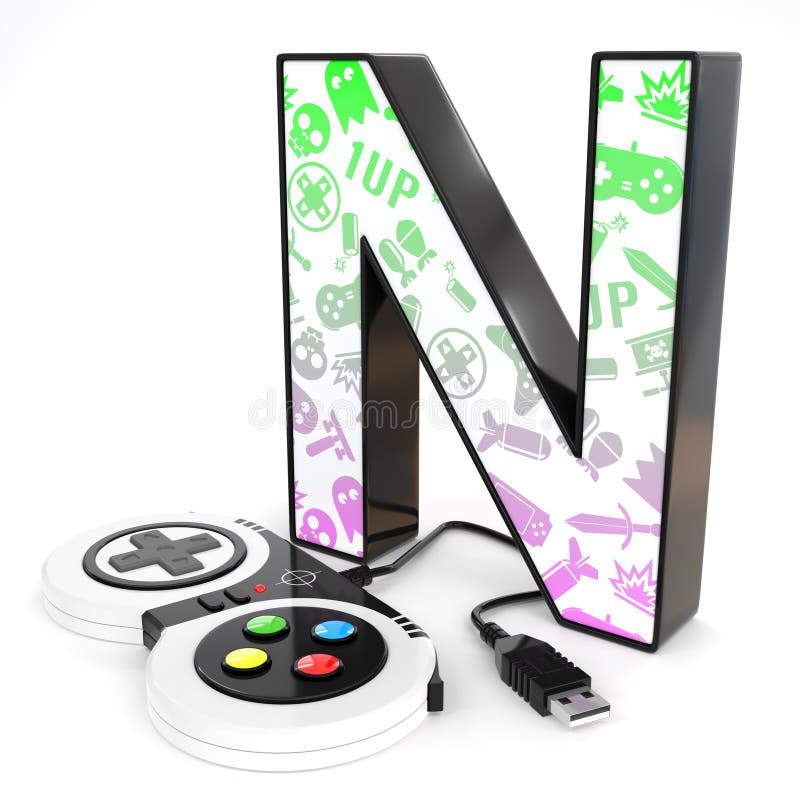 `L` 3d Letter with Video Game Controller Stock Illustration ...