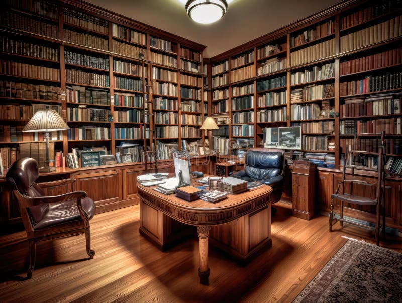 Impressive Office Library with Professional Books Stock Illustration ...