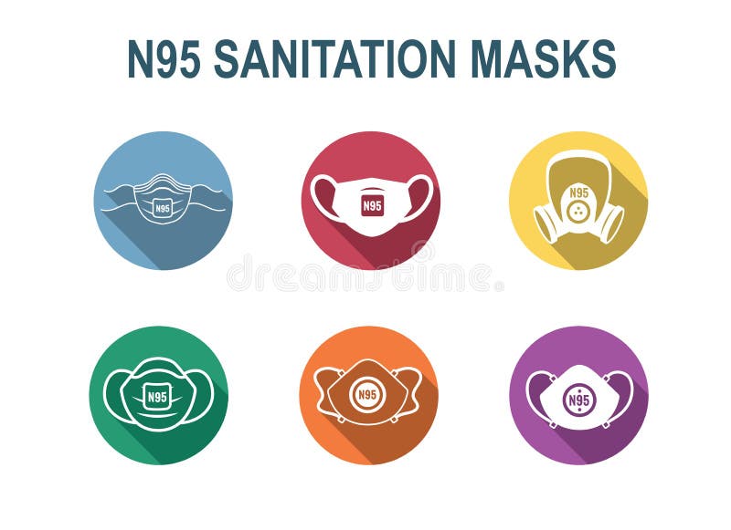 N95 Facemask Ppe Face Mask Icon Set - Respiratory Face Masks Stock ...