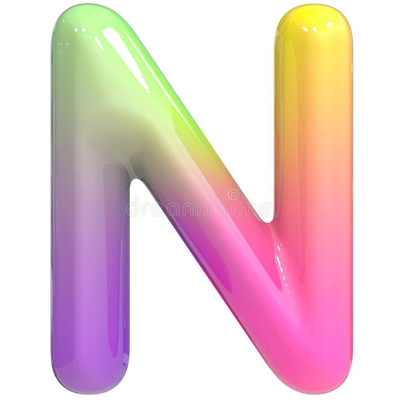 N Font Gradient 3D with White Background Stock Illustration ...
