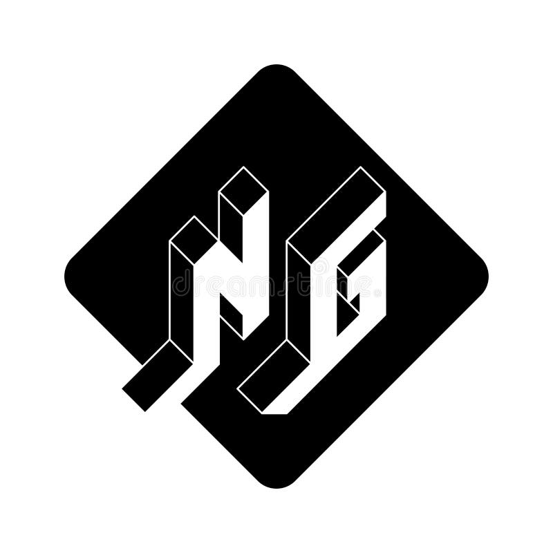 N and G - Monogram or Logotype. Isometric 3d Font for Design. NG - 2 ...
