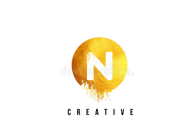 N Gold Letter Logo Design with Round Circular Golden Texture. Stock ...