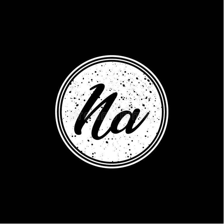 N a Initial Handwriting in Black and White Circle Frame Design Stock ...